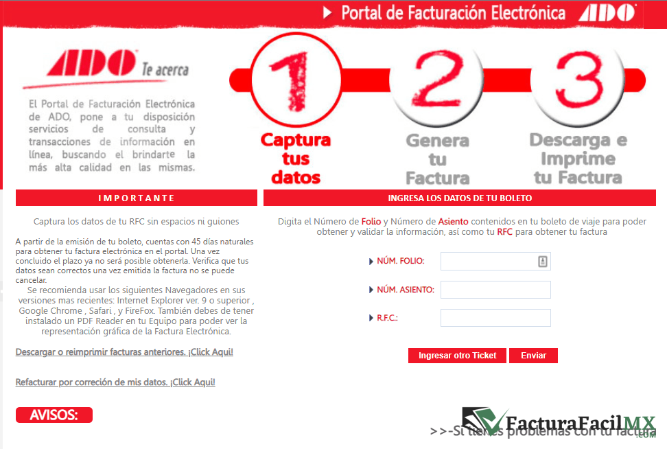 Ado | Facturar Ticket EN LINEA 【 Paso a Paso 2025】